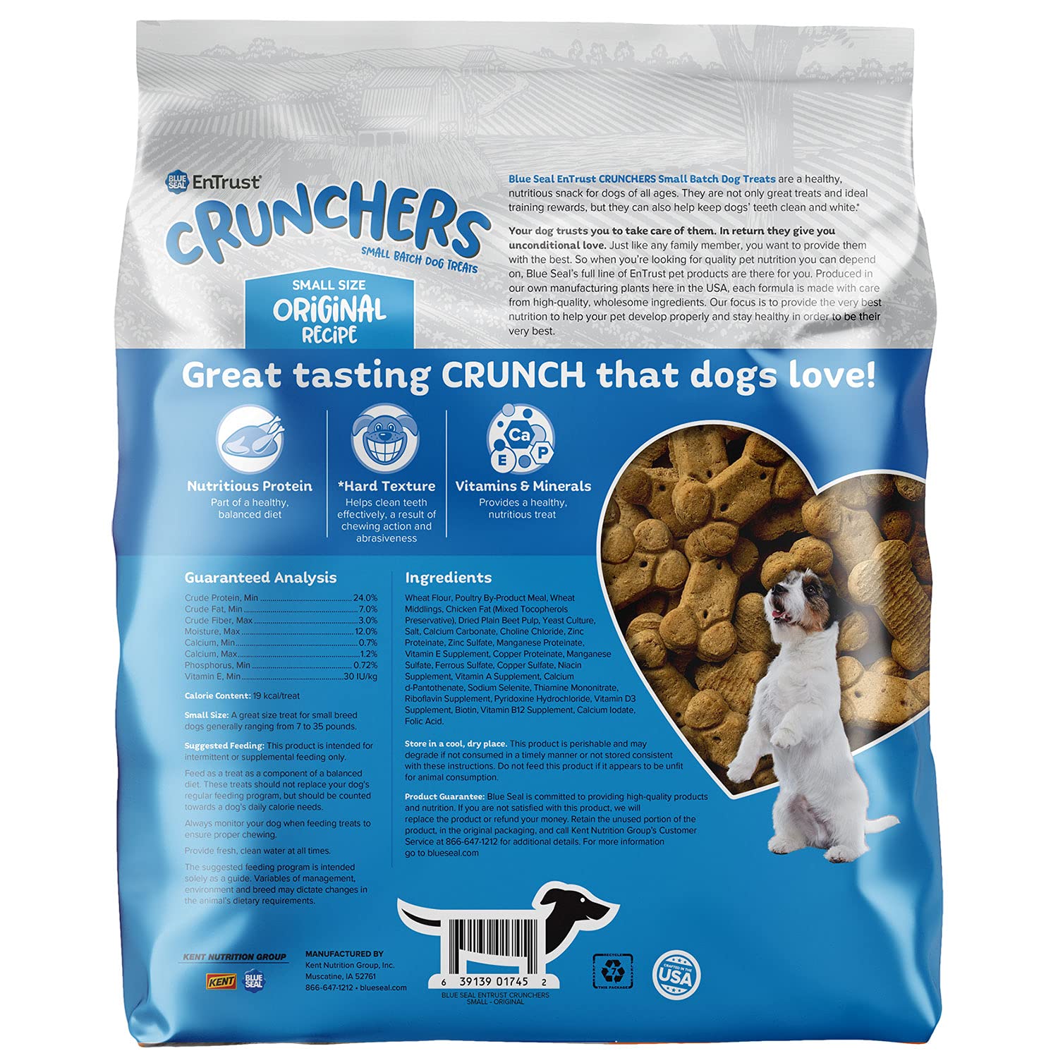 Blue Seal Kent Entrust Crunchers - Small Dog Treats, Original Recipe - Crunchy Oven Baked Biscuits with Premium Ingredients, Healthy Snack, Ideal for Training - Made in USA, 3.5-Pound Bag