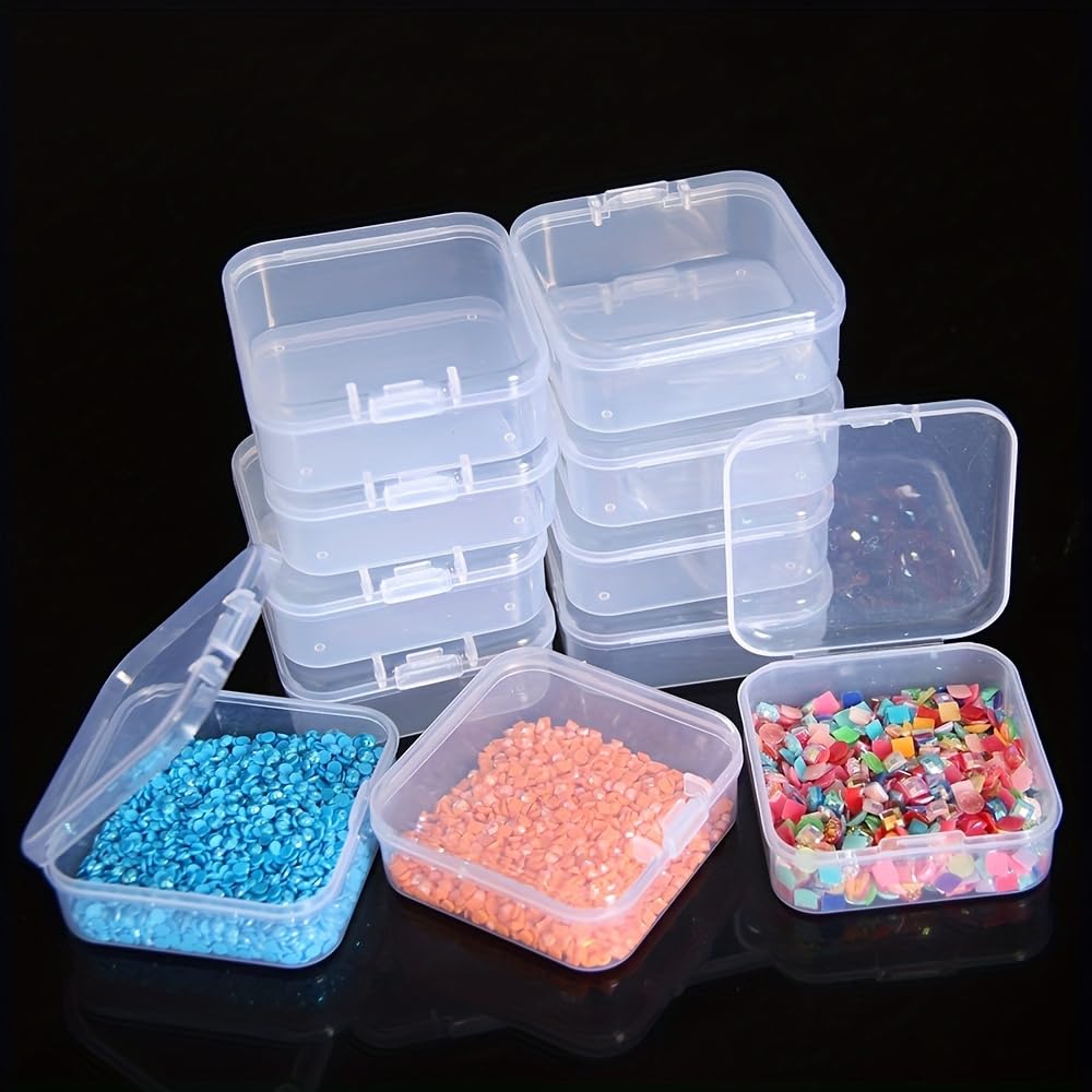 42pcs small clear plastic bead storage container boxes, mini container boxes, small containers with lids, for storing small items, handicrafts, nail art, jewelry, hardware, diamond paintings