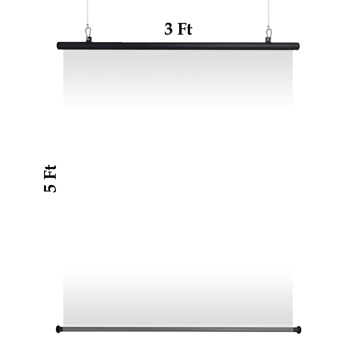 BannerBuzz Hanging Clamp Bar Sneeze Guard with Clear Tarp Film Protective Shield for Office, Cafes, Retail Stores, Cashier, Receptionist (3' x 5')