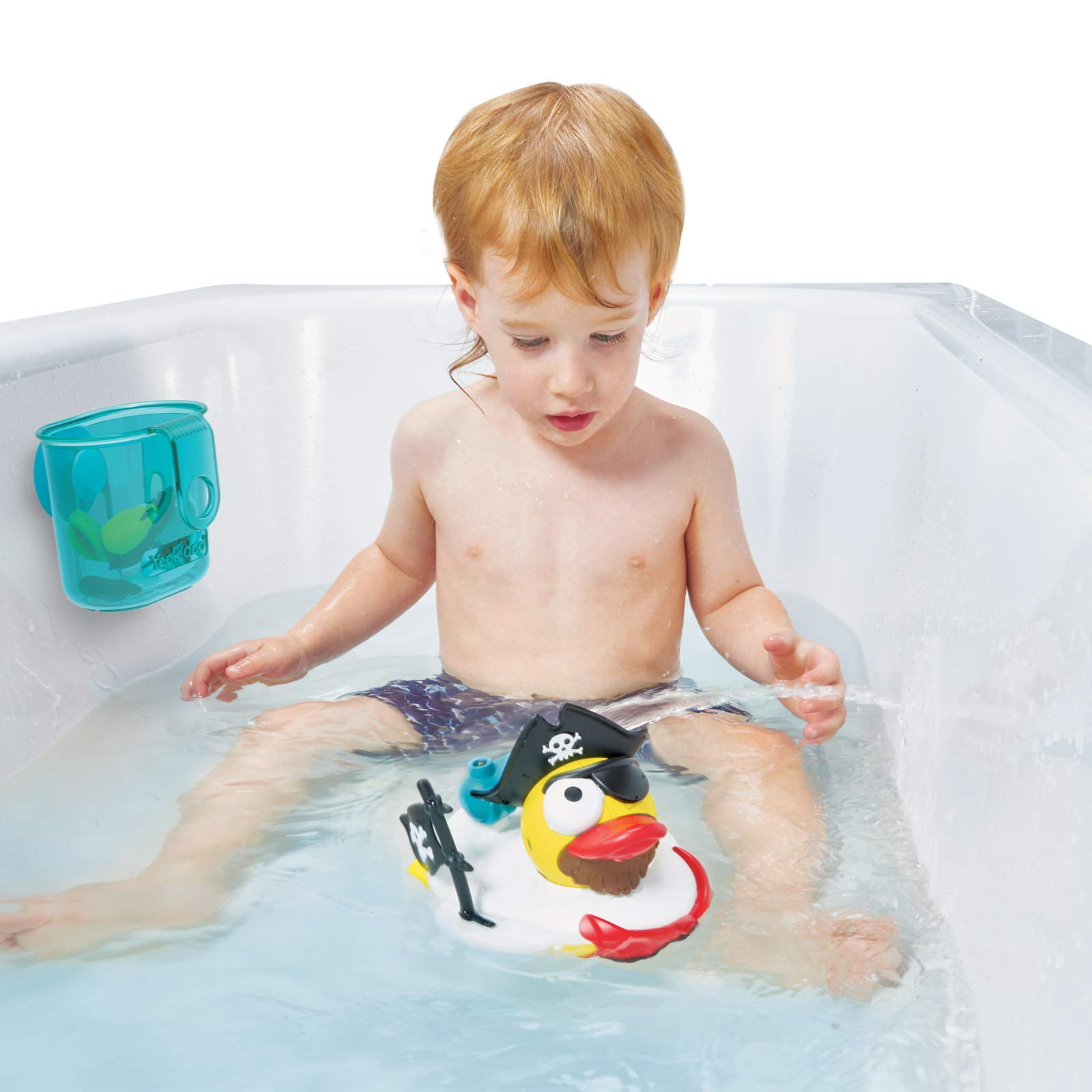 Yookidoo Jet Duck Pirate Bath Toy with Powered Water Cannon Shooter - Sensory Development & Bath Time Fun for Kids - Ages 2+