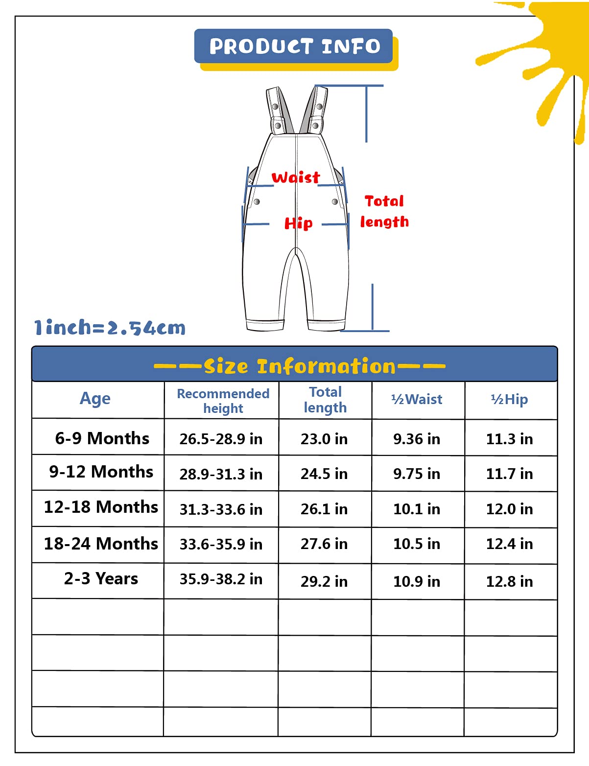 KIDSCOOL SPACE Baby Boys Easy Diaper Changing Snap Legs Bib Pocket Patched Denim Overalls,Blue,18-24 Months