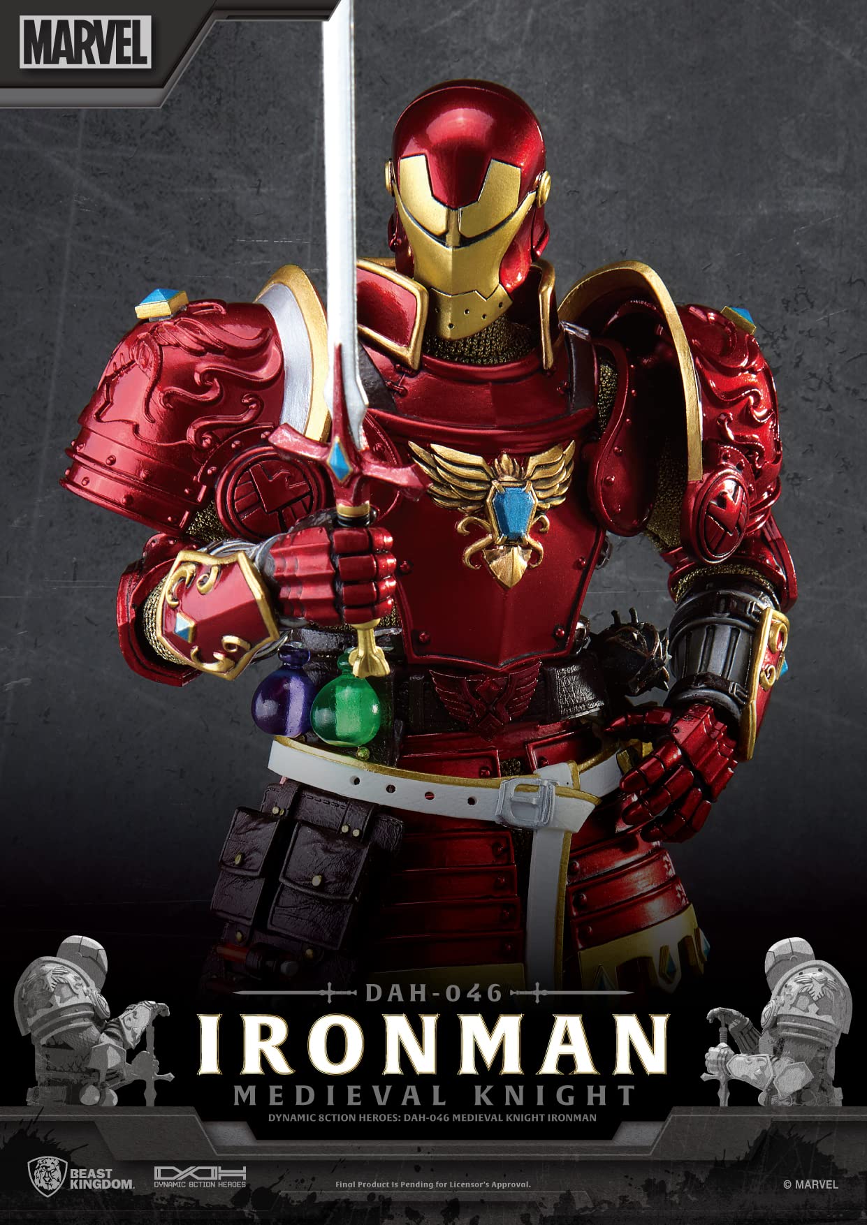 Beast Kingdom Medieval Knight Iron Man DAH-046 Dynamic 8ction Action Figure, Multicolor
