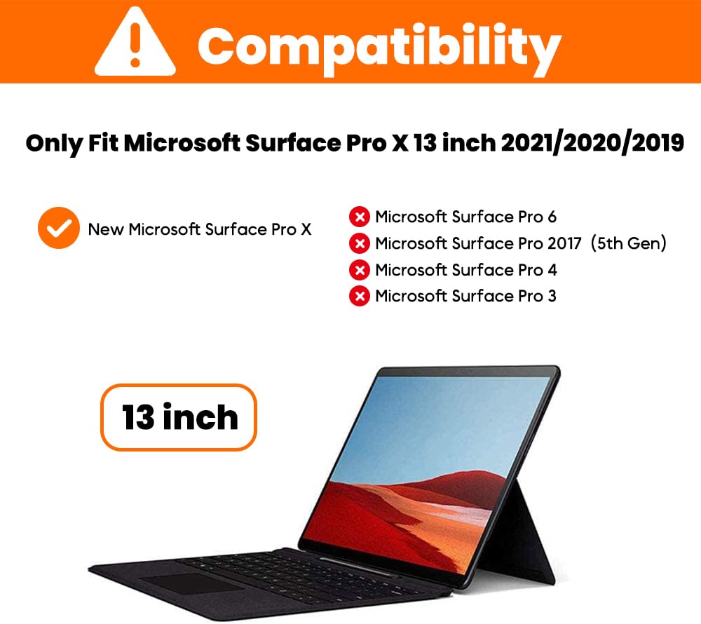 Surface Pro X Case - 360 Degree Rotating Stand Hand Strap Shoulder Strap Pen Holder Heavy Duty Full Body Shockproof Impact Resistant Rugged Drop Protective Case for Surface Pro X 13 2021/2020/2019