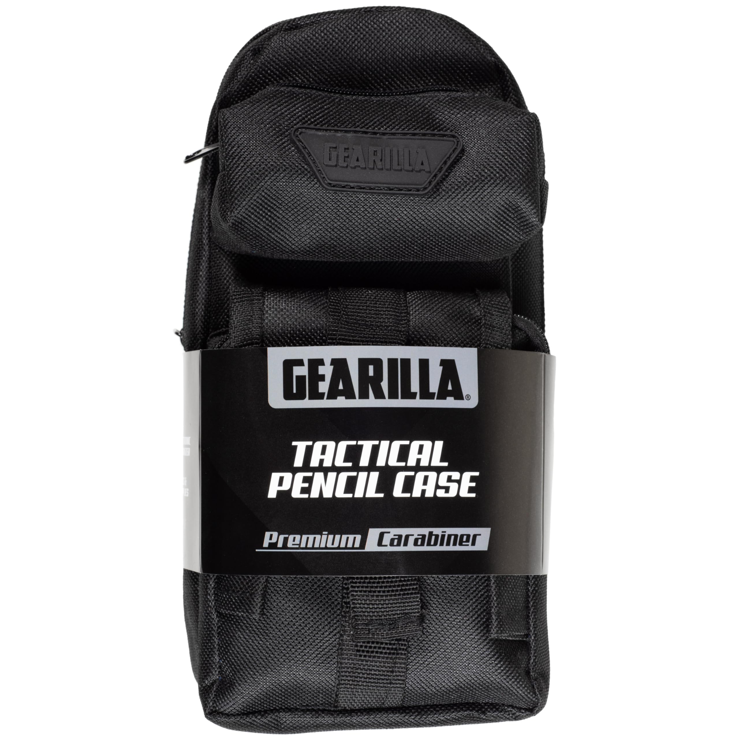 GEARILLA Tactical Pencil Case - Large Storage Pen Bag with Compartments, Metal Carabiner, Straps - Portable Pouch Organizer for Pens, Pencils, Tools - Ideal for School, Office, and Travel - Black