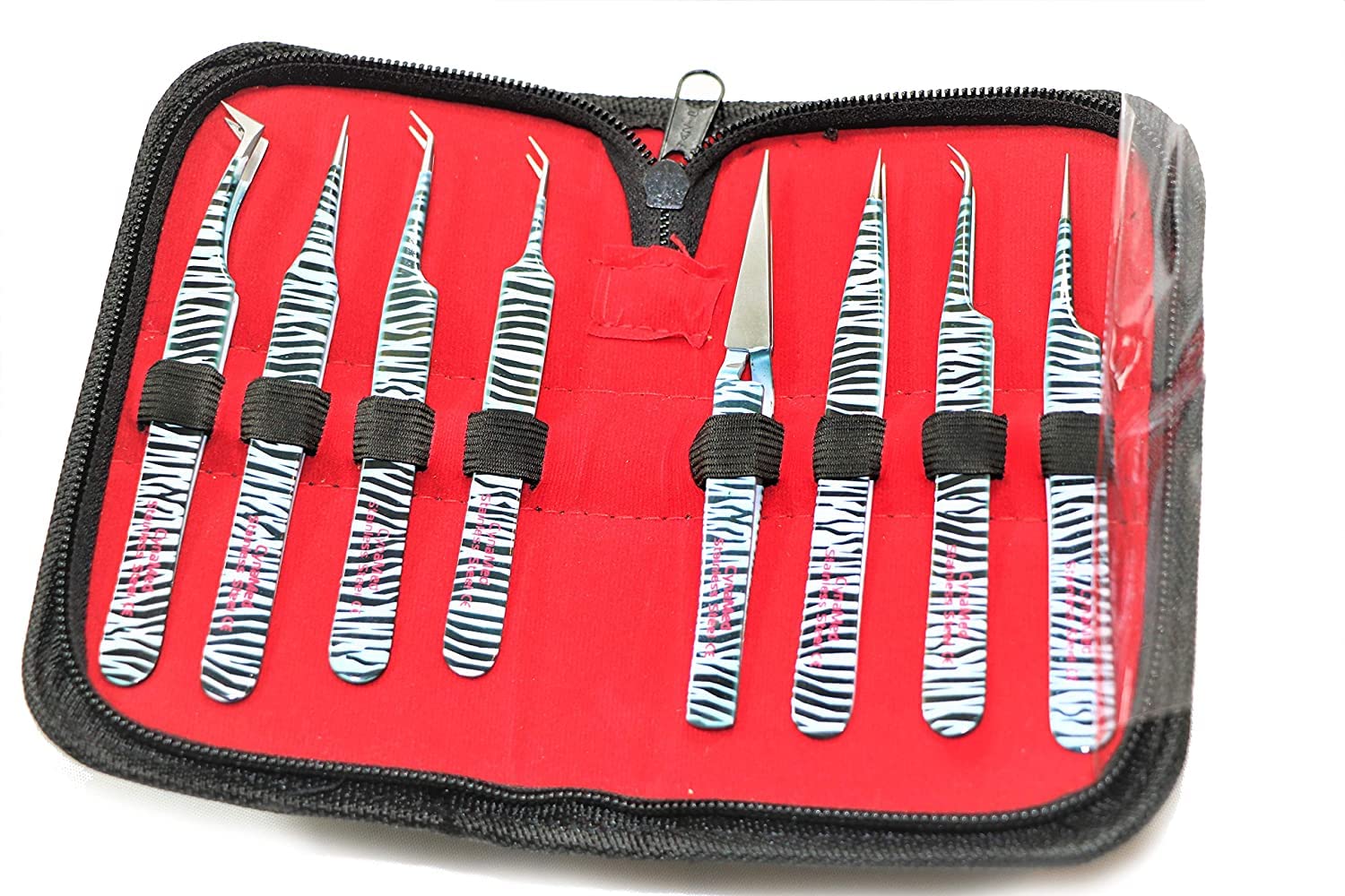 Jewelry Tweezers W/Zebra Pattern 8pcs Set Hand Nipper Repair Tweezers Tool Diy (Cynamed)