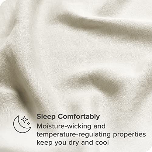 Bare Home Queen Sheet Set - Luxury 100% Linen Queen Bed Sheets - Deep Pockets - Easy Fit - 4 Piece Set - Bedding Sheets & Pillowcases (Queen, Soft White)