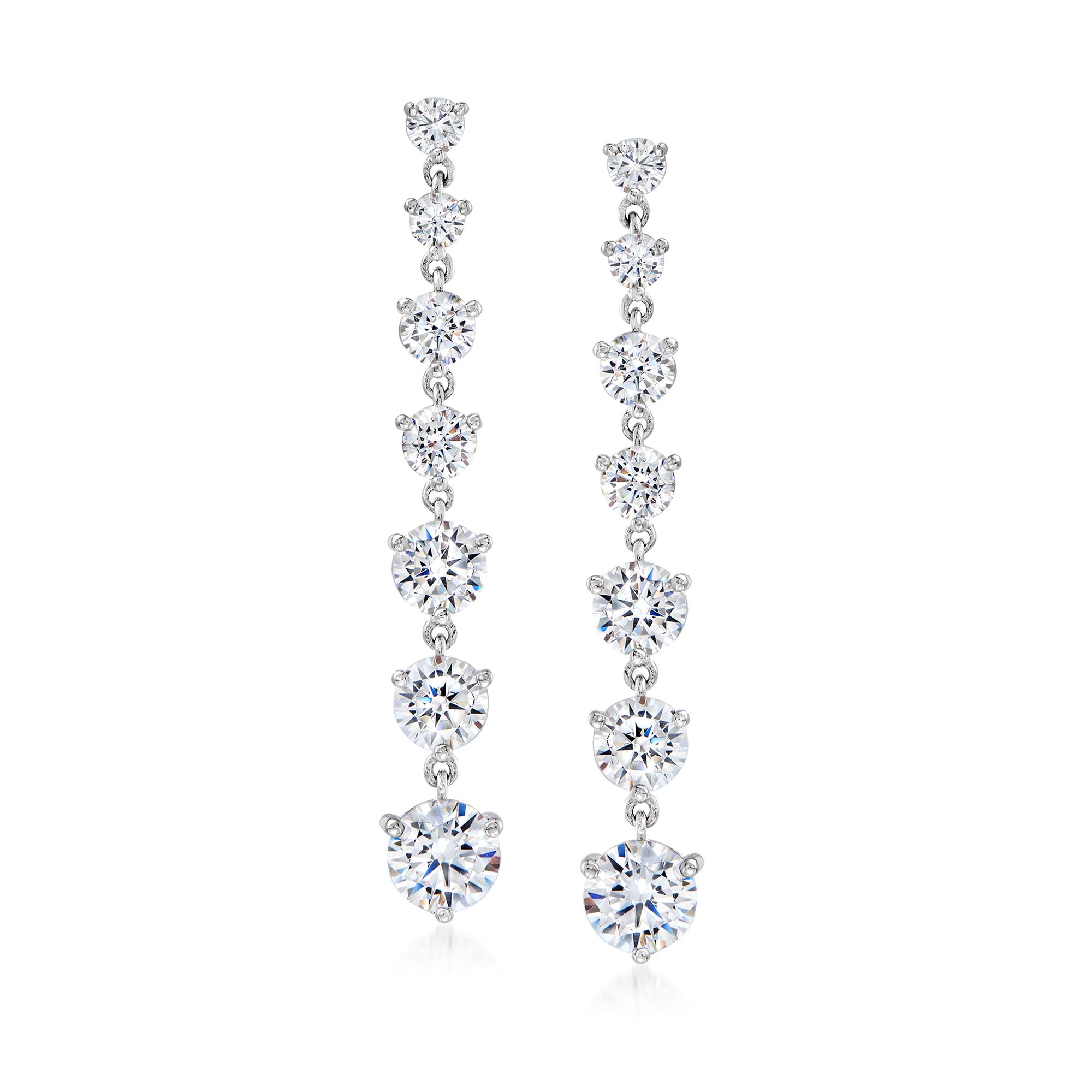 Ross-Simons 6.25 ct. t.w. CZ Graduated Drop Earrings in Sterling Silver