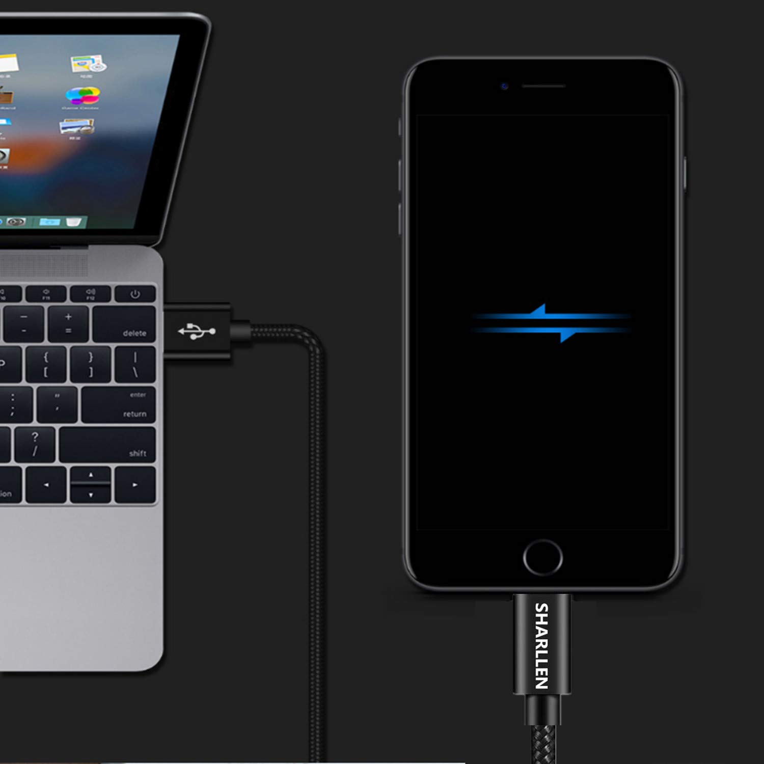 sharllen iPhone Cable MFi Certified Lightning Charger 5Pack 6FT Nylon Braided iPhone Charging Cord Fast W 6Feet USB 6Foot iPhone Data Wire Compatible iPhone12/11 Pro/XS/XR/X/8/7/6/iPad/iPod/IOS Black