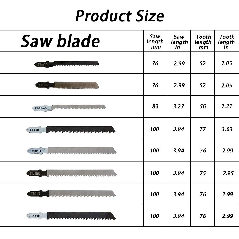 40 Pcs Jigsaw Blades Set Straight and Fast Cuts for Wood Plastic and Metal Cutting Fit Bosch, Dewalt, Hitachi, Festool Milwaukee (8 Sizes)