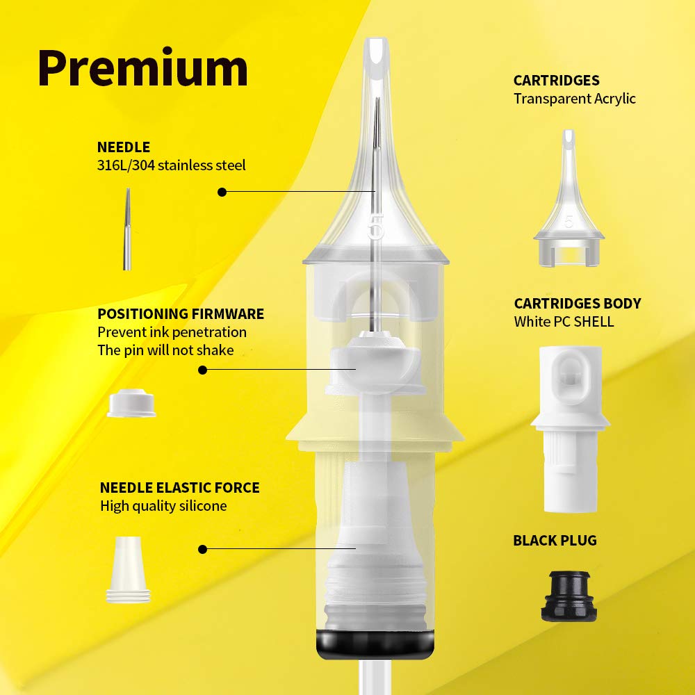 Hawink Tattoo Cartridge Needles #10 Bugpin 9 Curved/Round Magnum M-Taper 50PCS with Membrane Professional Disposable EN05S-50-1009RM
