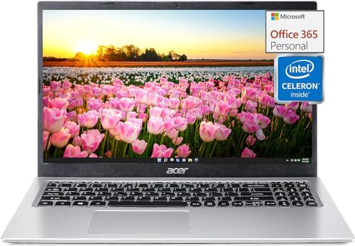 acer 2023 Aspire 1 Slim Laptop for Student, 2023 Newest 15.6" FHD Laptop, Dual-core, Intel Celeron N4500, 12GB RAM, 128GB eMMC, Student & Business, Thin and Light, Win 11 Home S, Bundle with JAWFOAL