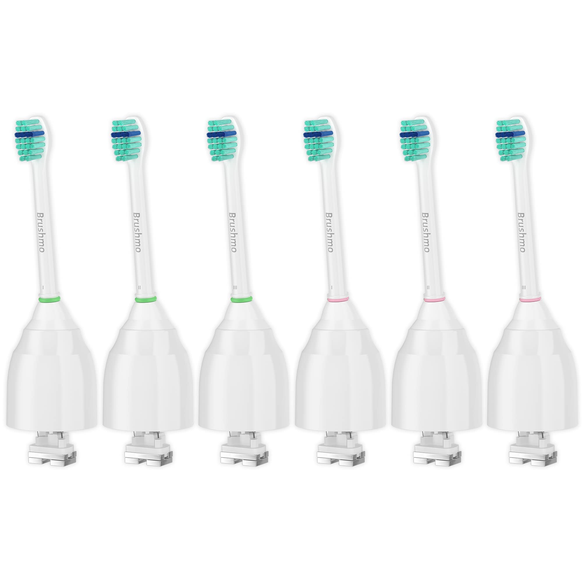 Brushmo Replacement Toothbrush Heads Compatible with Philips Sonicare E-Series Essence HX7022/66 and Other Screw-on Electric Toothbrush Models, BM716, Compact Size, 6 Pack
