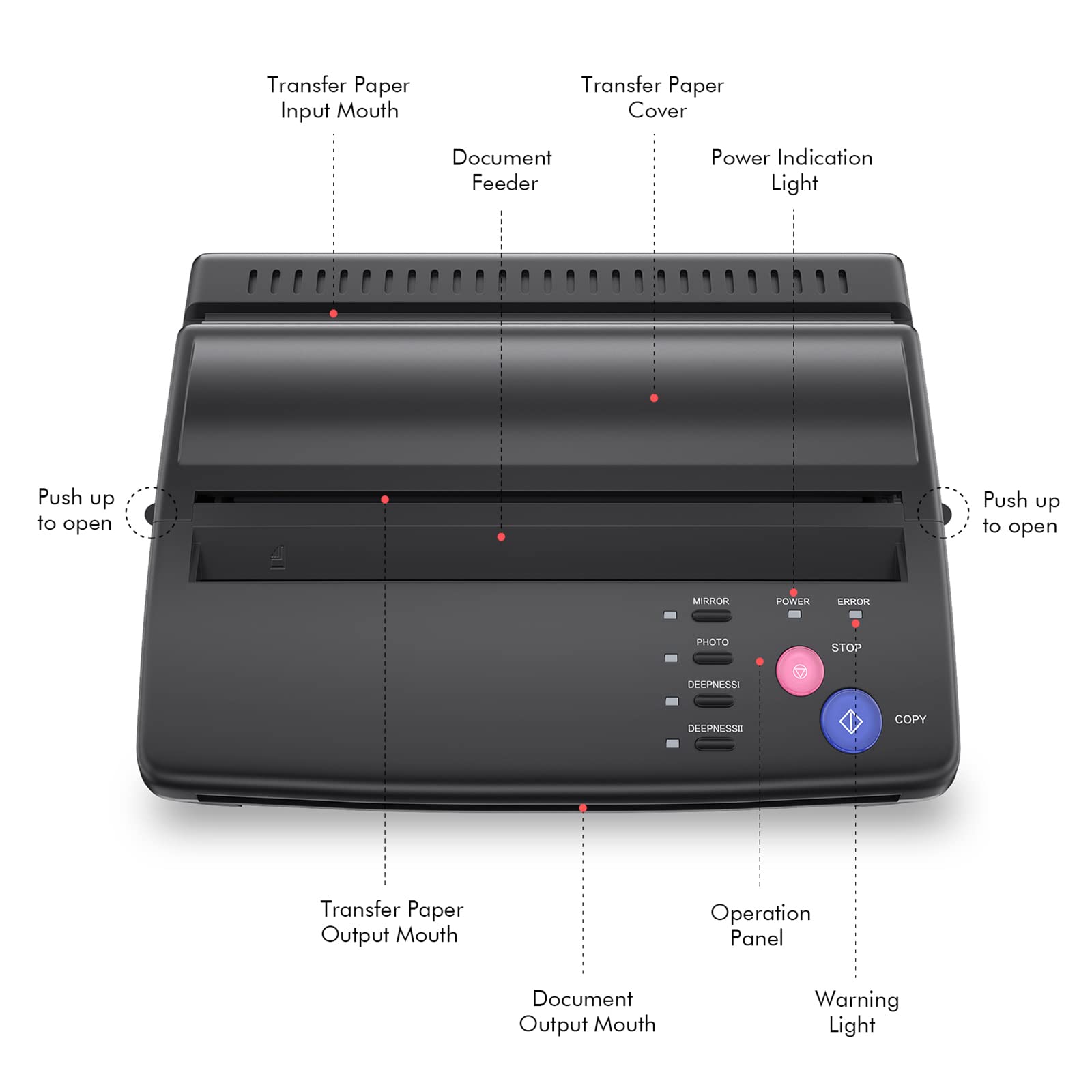TATELF Tattoo Stencil Machine Thermal Copier Tattoo Stencil Printer with 20pcs Transfer Paper for tattooing Artists (Black)