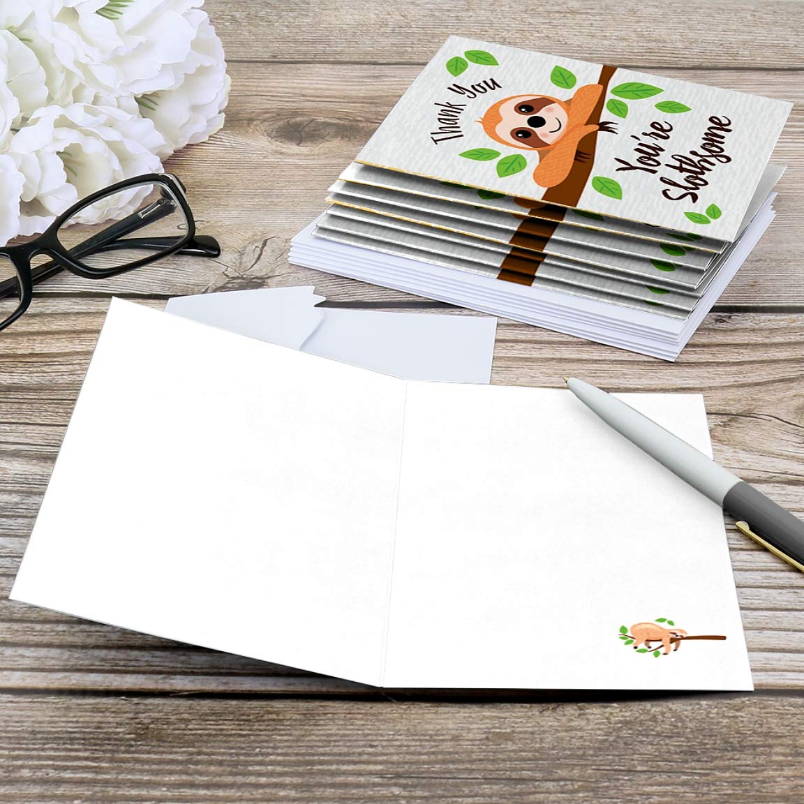 Big Dot of Happiness Let's Hang - Sloth - Baby Shower or Birthday Party Thank You Cards (8 count)