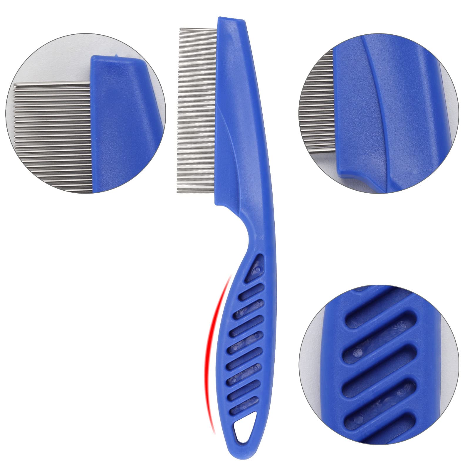 6 Pack Flea Lice Comb for Dogs Cats, Pet Tear Stain Remover Grooming Comb with Rounded Metal Teeth for Small, Medium & Large Pets, Blue