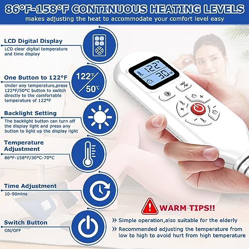 aldious 2-IN-1 Plantar Fasciitis Night Splint, Upgrade Foot Brace for Plantar Fasciitis Relief with Heated Ankle Heat Pad, 86-158β Adjustable Temperature, Auto Shut Off, Foot Drop Relief