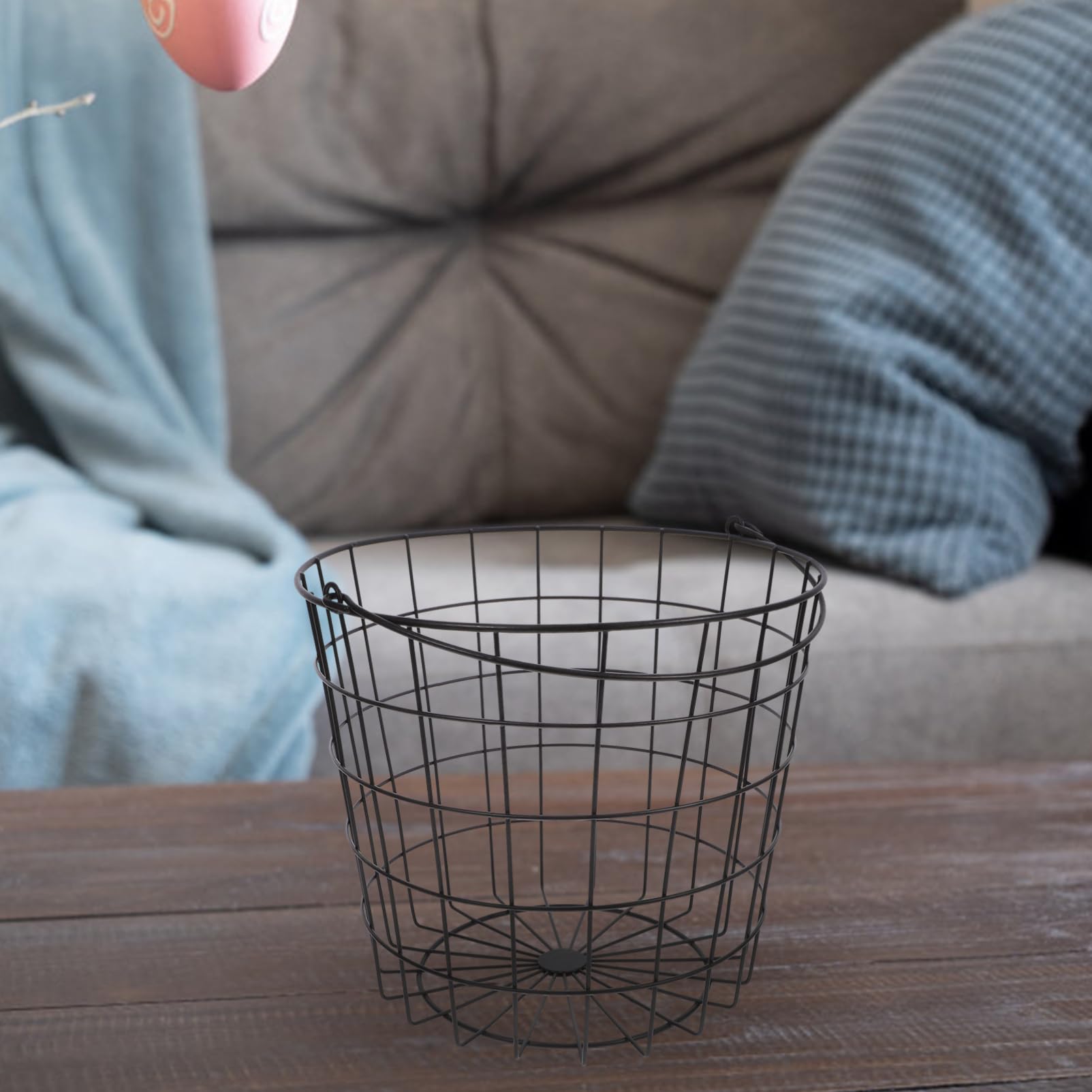 ABOOFAN Wire Basket Metal Laundry Basket with Handle Round Wire Storage Basket for Blankets Towel Toy Bin