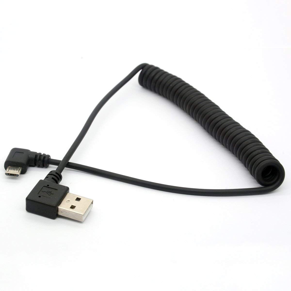 GLHONG Angled USB Cable, 3 Feet, Black, USB 2.0 to Micro USB, 480 Mbps, Fast Charging, Compatible with Smartphone, Tablet, Laptop