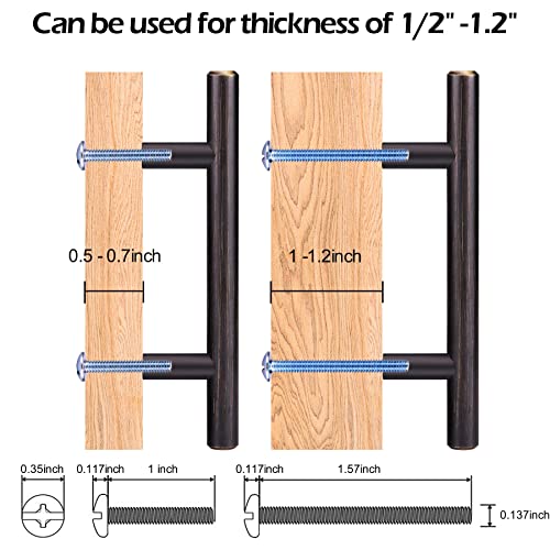 30 Pack Bronze Solid Cabinet Handles Drawer Pulls, 5.38-inch/136mm Length (3-inch Hole Center) Door Handle (1/2-inch Diameter) Kitchen Stainless Steel Cabinet Hardware Handle, Oil-Rubbed Bronze