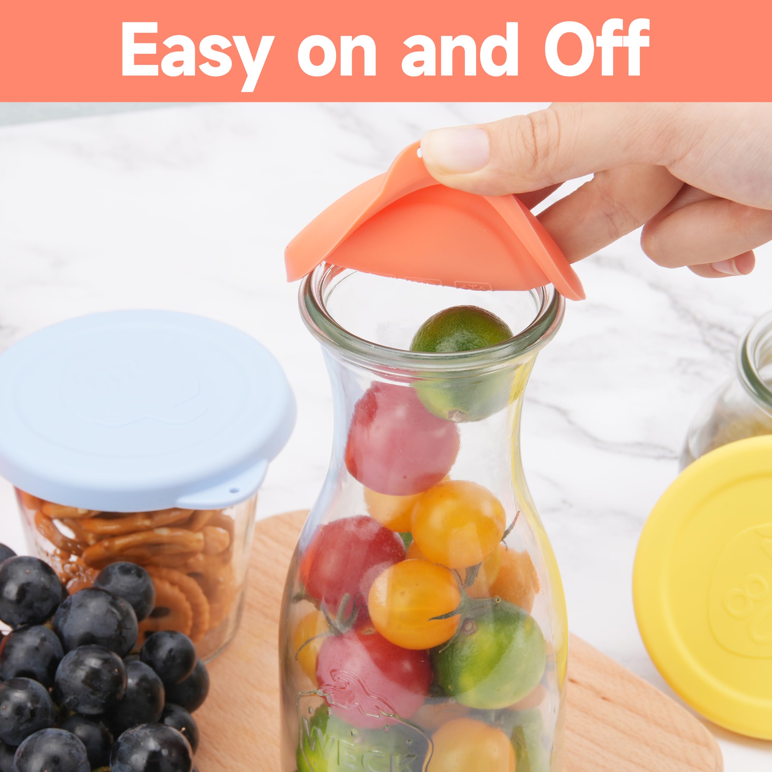 80mm Silicone Replacement Lids For Weck Jars, Airtight Keep Fresh Lids Fits Models 976, 900, 908, 996, 901，Microwave & Dishwasher Safe