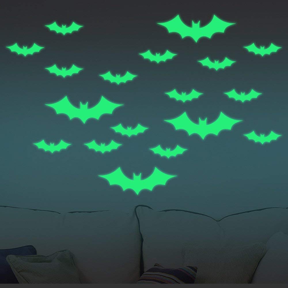 Halloween Bats Wall Decals Decorations Glow in The Dark, Fluorescence Wall Stickers for Halloween Party Kids Home Room Decals