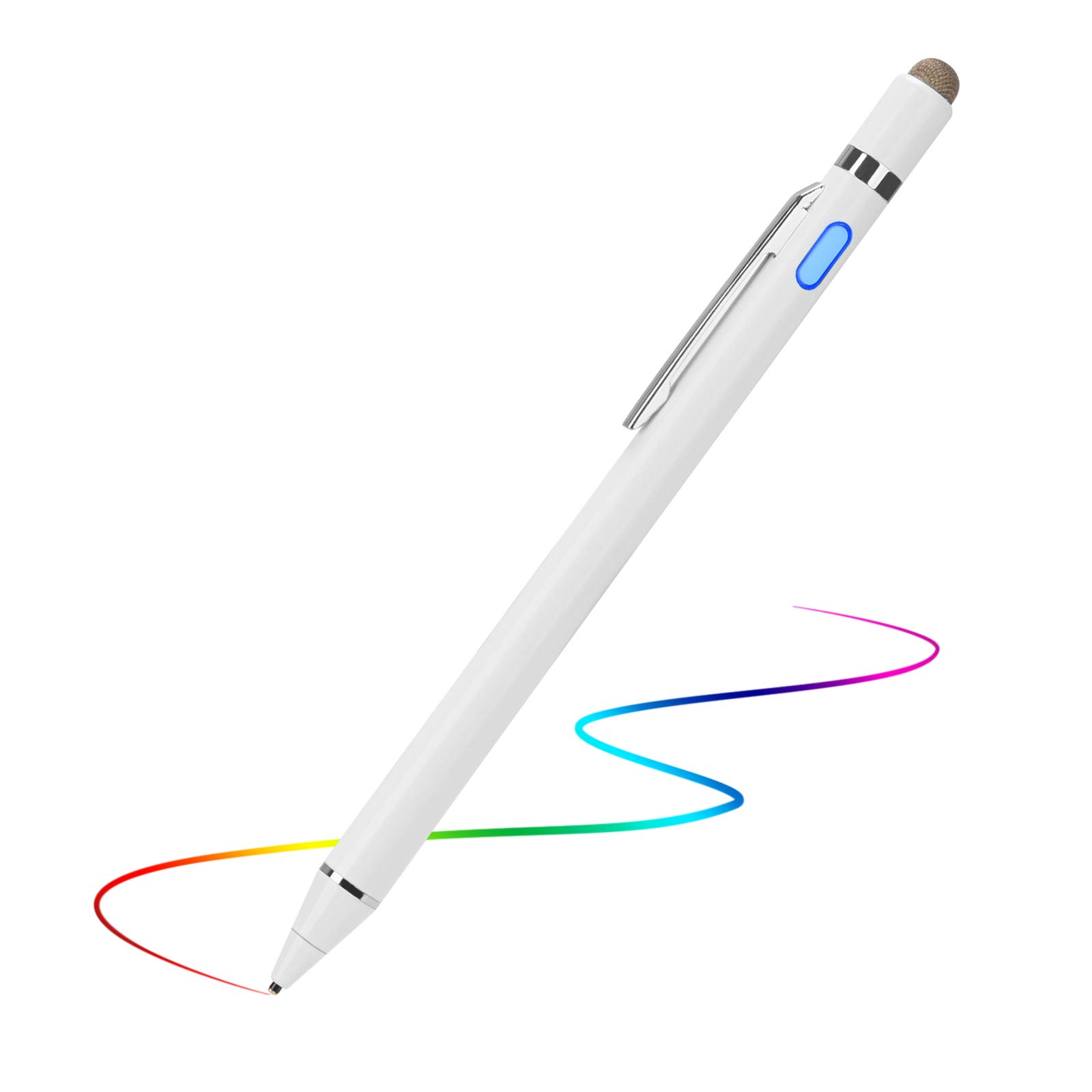 Evach Active Stylus Digital Pen with Ultra Fine Tip Stylus for iPad iPhone Samsung Tablets, Compatible with Apple Pen,Stylus Pen for iPad Pro, White