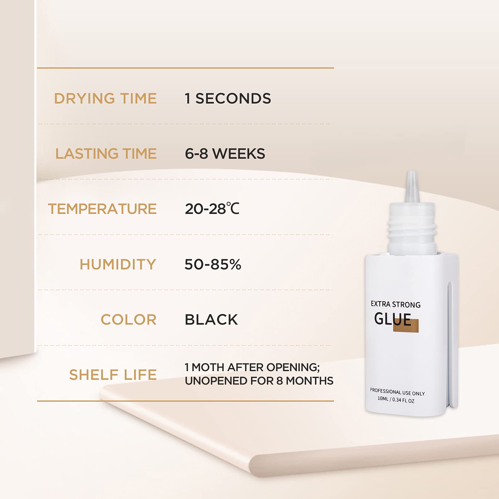 LASHVIEW Eyelash Extension Glue,Lash Extension Glue,Precise Drop Technology Glue,Accurate 0.03ml Per Drop,Maximum Bonding Power,1 Sec Dry Time,Long-Lasting Time,10ml