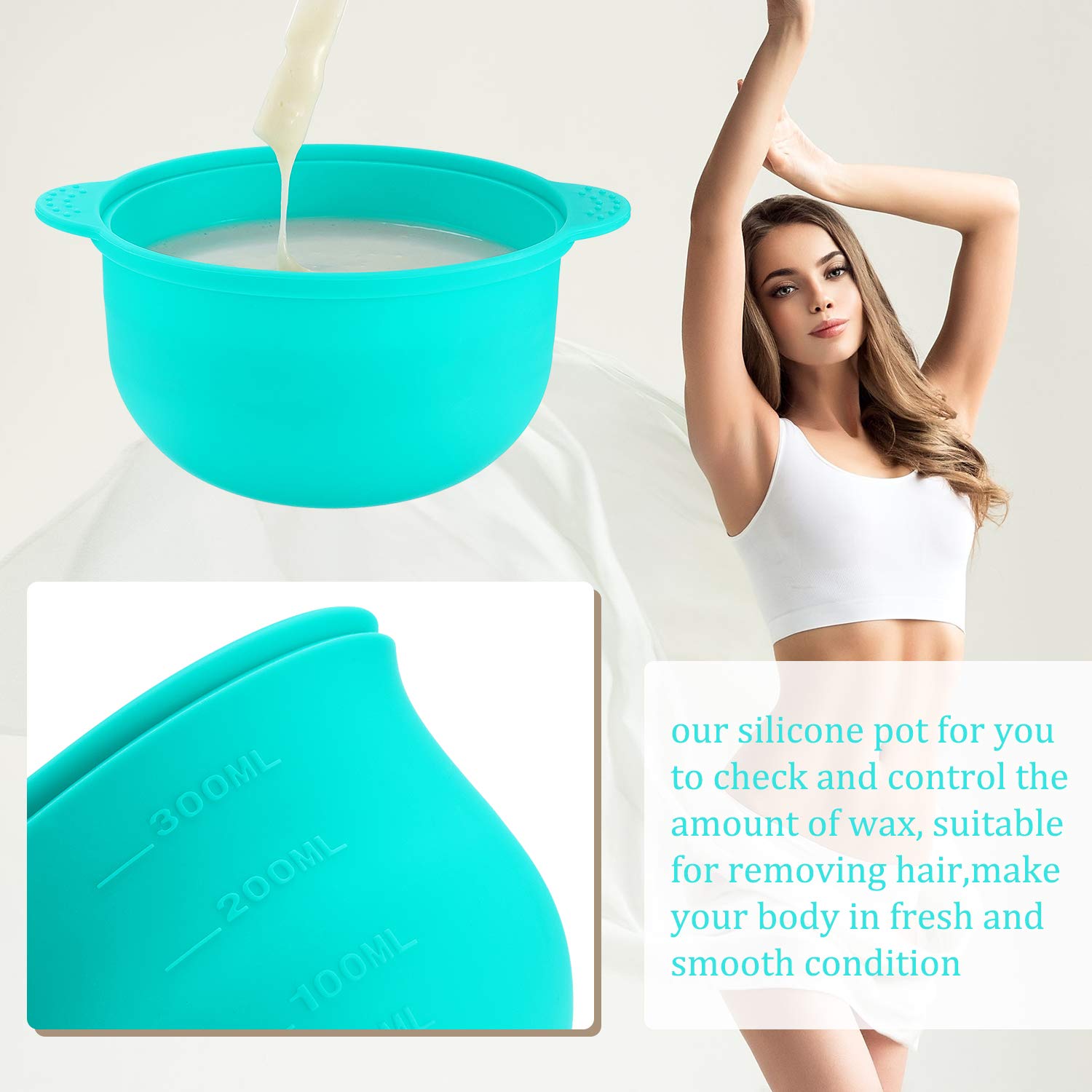 3 Pieces Silicone Wax Pot Replacement, 14 oz Wax Pot Insert for Hair Removal Wax Warmer Liner Removable Waxing Bowl for Home Use Wax Machine Accessory, 500 ml