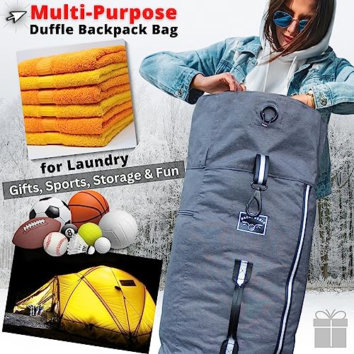 Backpackio Laundry Backpack Duffle | XL Heavy Duty Laundry Bag | Military Style
