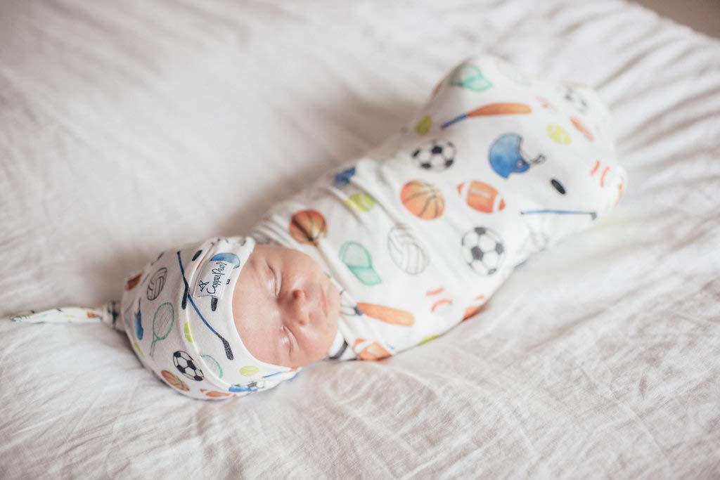 Large Premium Knit Baby Swaddle Receiving Blanket "Varsity" by Copper Pearl