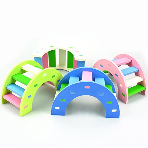Hamster Toy Rainbow Bridge Seesaw - Small Pet Animals Wood Bridge Climb Playground Gift for Dwarf Syrian Hamsters Mice Rat (White)