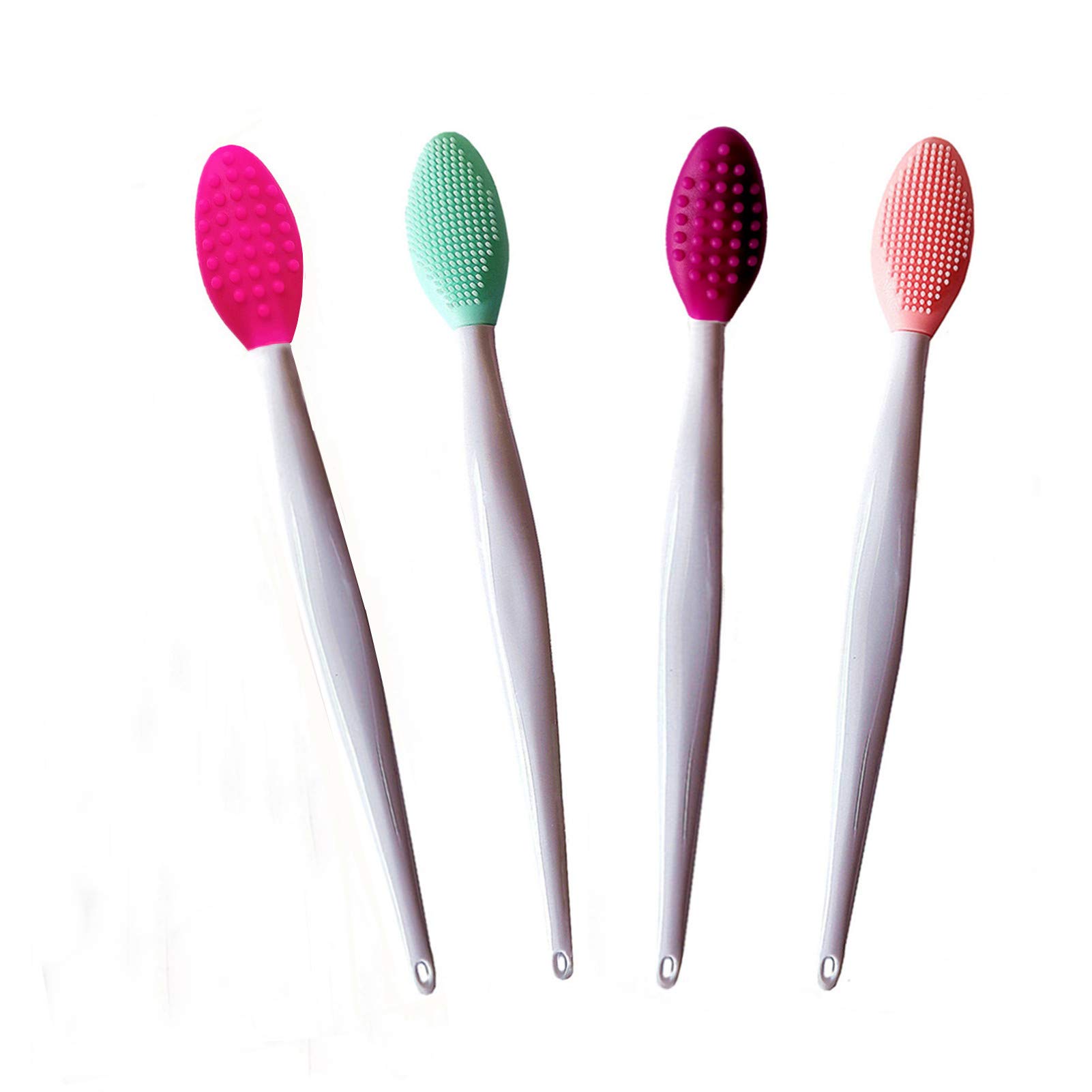 Lip Brush Tool,Double-Sided-Silicone Lip Scrub Brush Silicone Lip Brush Exfoliating for for Men Women(4 Colors,4 PCS)
