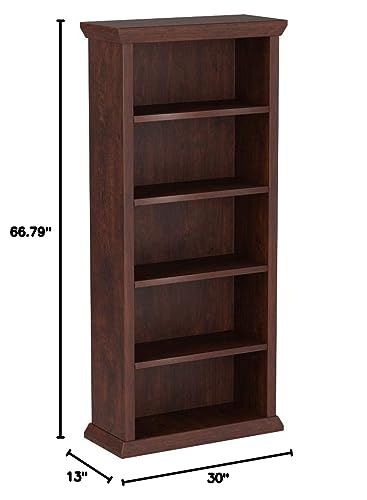 Bush Furniture Yorktown 5 Shelf Bookcase in Antique Cherry