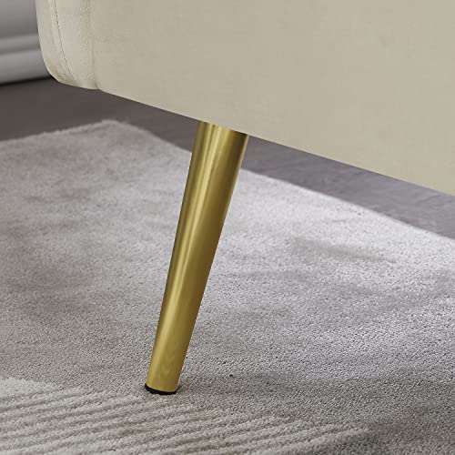 Anwick Velvet Convertible Futon Sofa Bed, Memory Foam Futon Couch Sleeper Sofa, 77.5''Modern Loveseat Sofa with Adjustable Backrest and Armrests for Home Living Room Office (Beige)