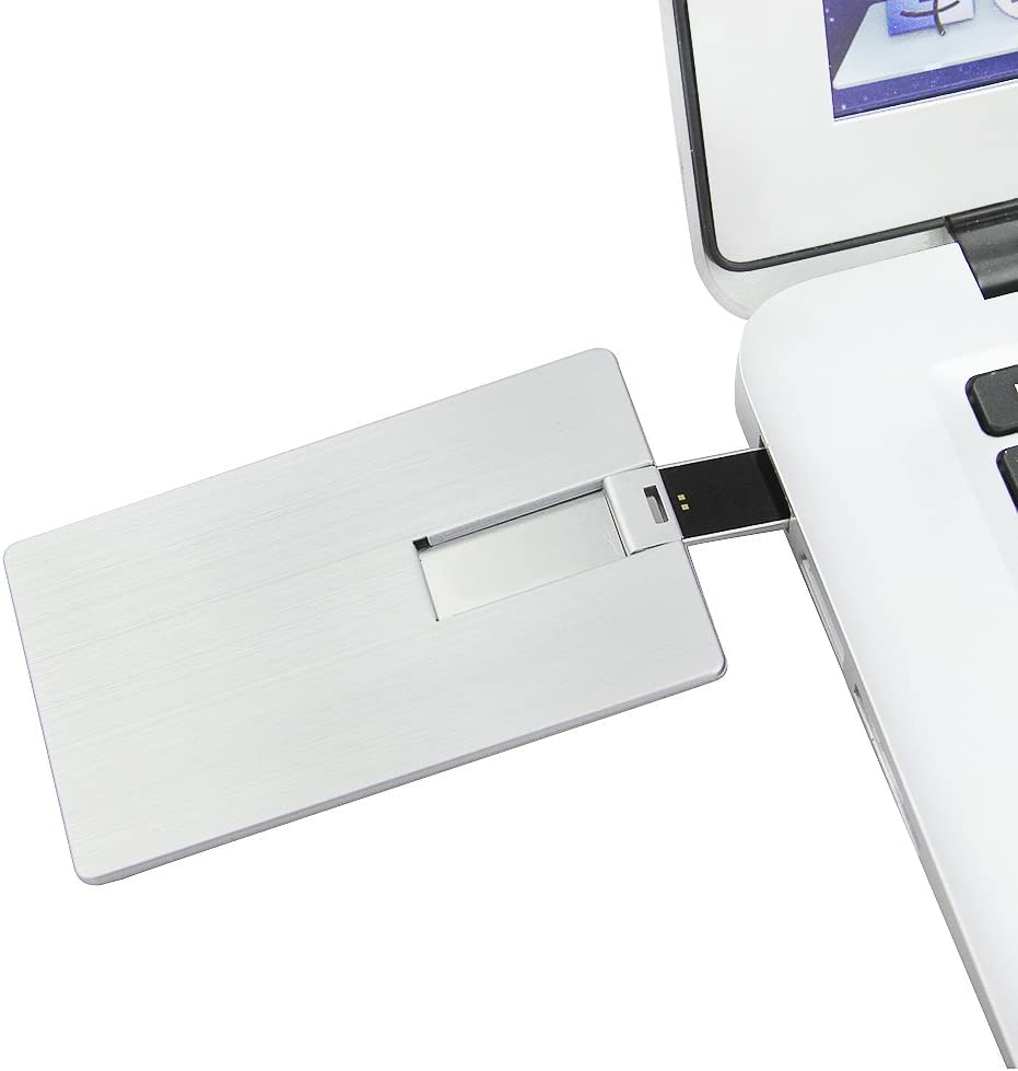 64GB USB 2.0 Flash Drive Credit Card Bank Card Shape Pen Drive Thumb Drives Memory Stick Pendrive Jump Drive Flash Disk-Silver