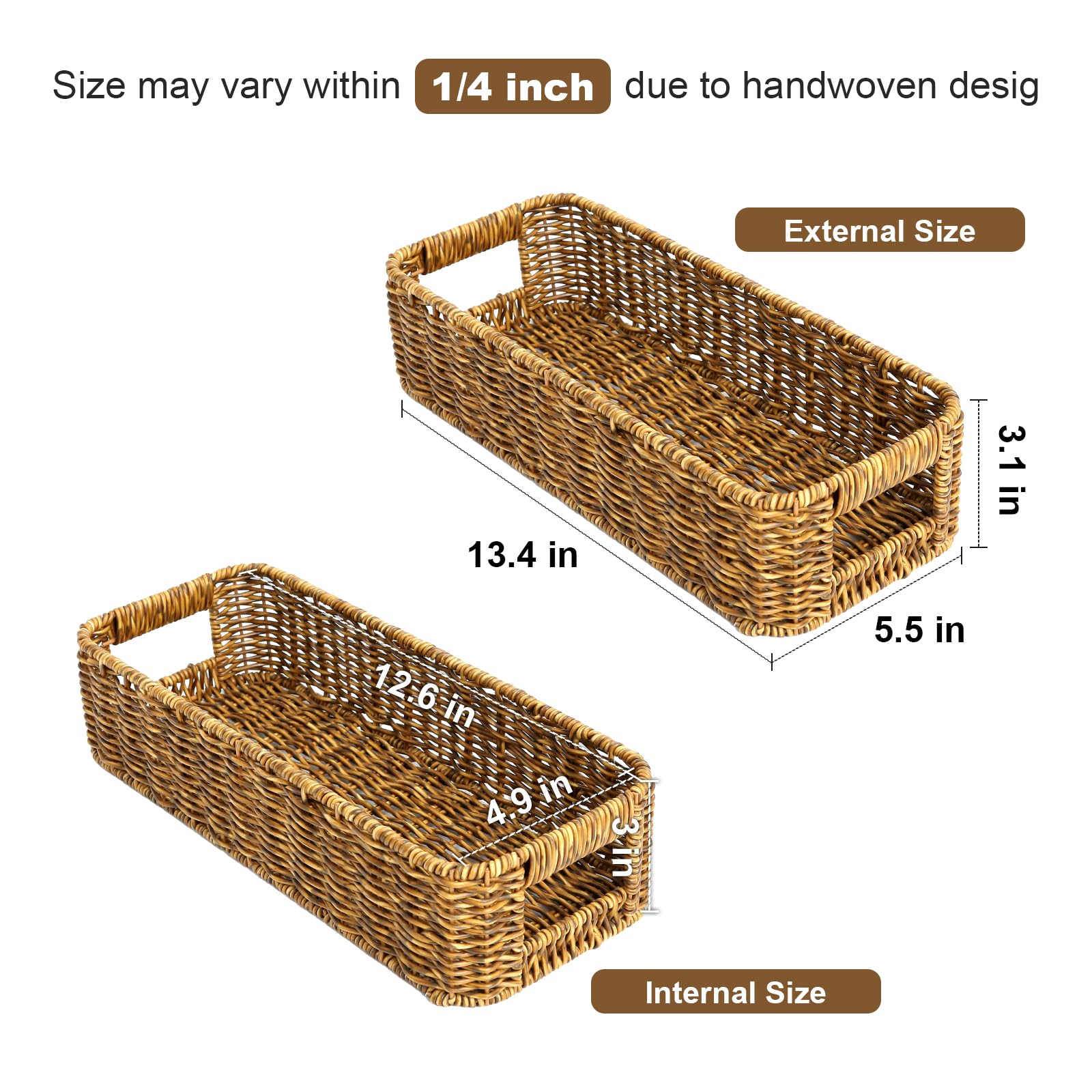 UPINFREESmall Wicker Baskets, Wicker Toilet Basket Tank Topper,Toilet Paper Basket for Back of Toilet Tank Top, 1-Pack