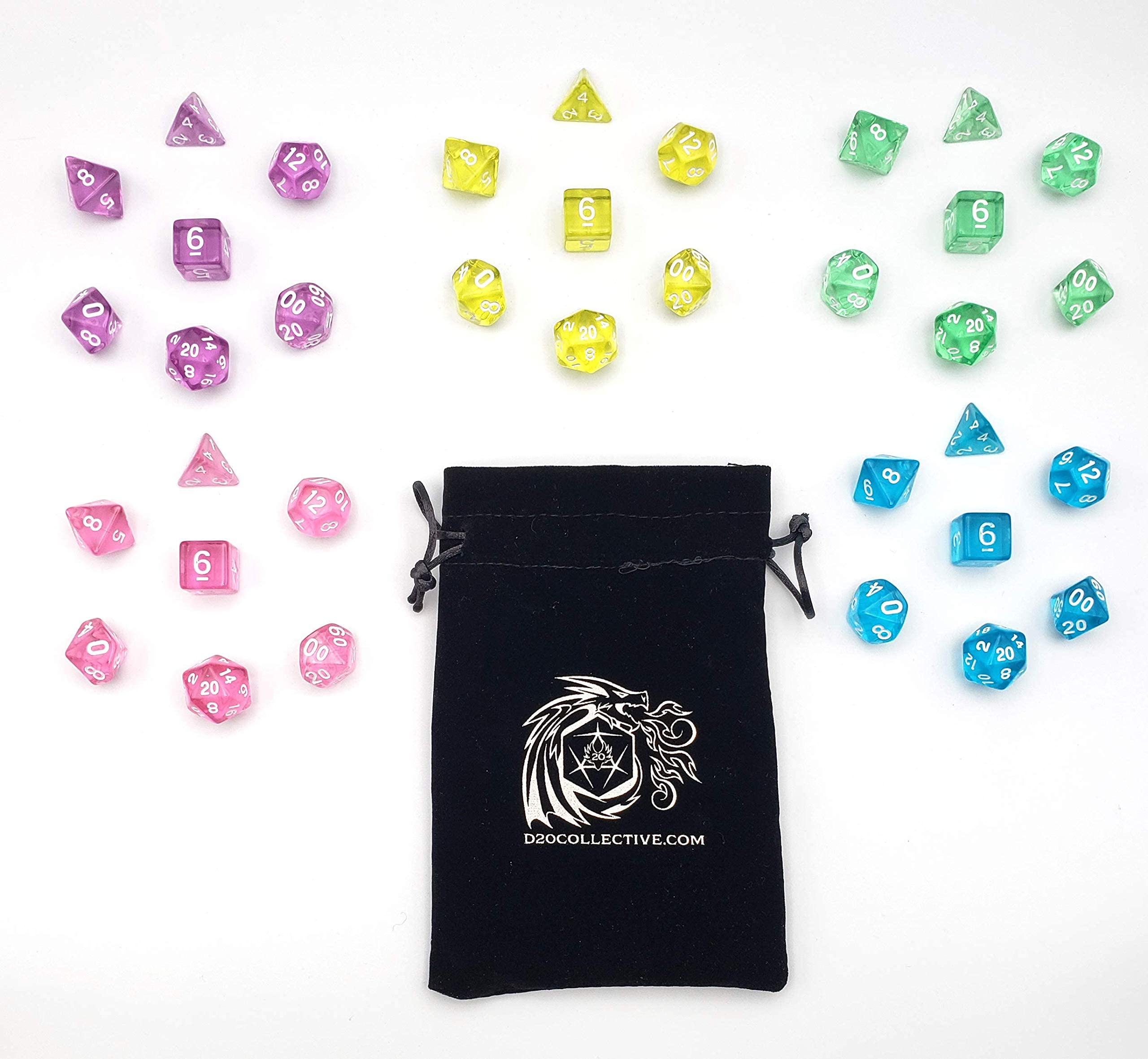Bundle of Blessings - Piece DND Dice Set by D20 Collective - Dice for Table Top RPGs and Gaming - Boon Series (Aberration, Beast, Celestial, Faerie, Sea) - Transparent Acrylic D&D Dice Sets