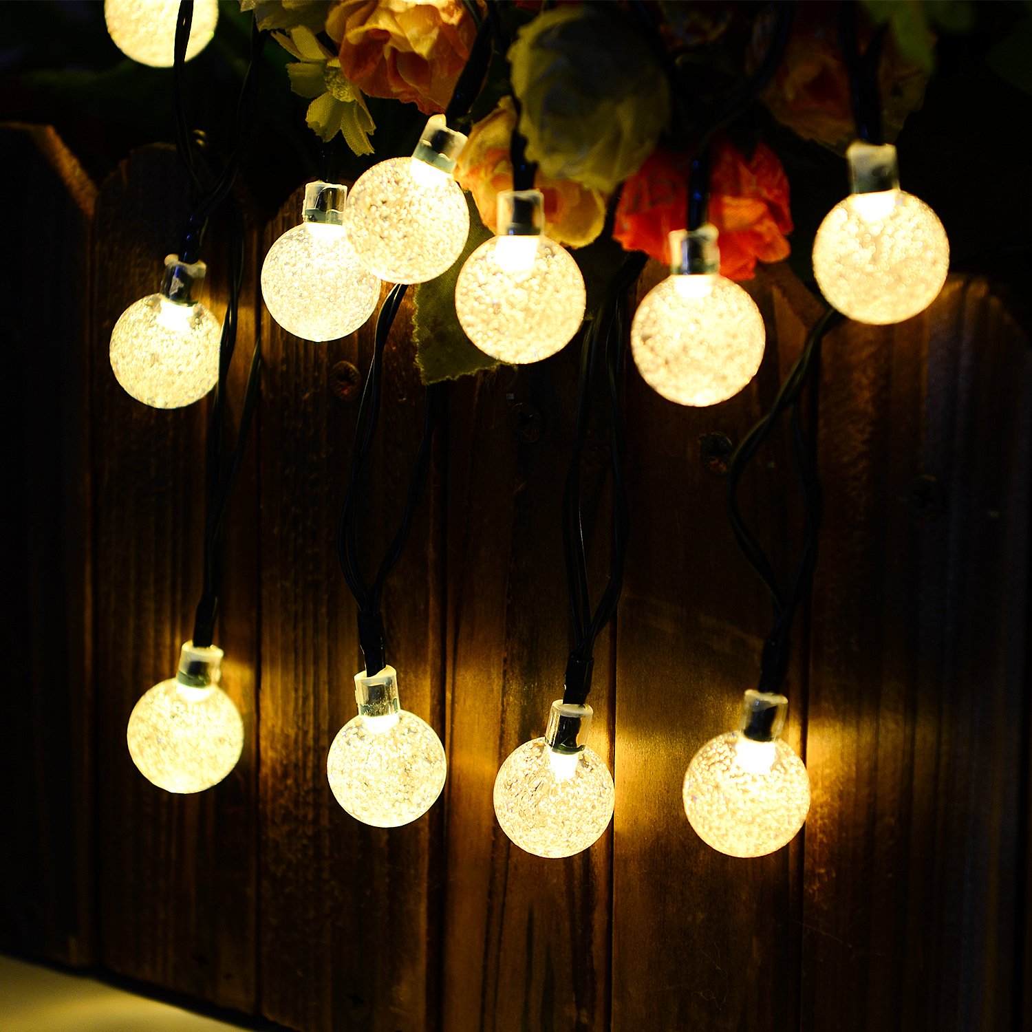 BAOANT Solar String Lights Fairy Lights 20Ft 30 LED Crystal Ball String Lights Starry Lights Globe String Lights for Garden Home Patio Indoor Outdoor(Warm-White)