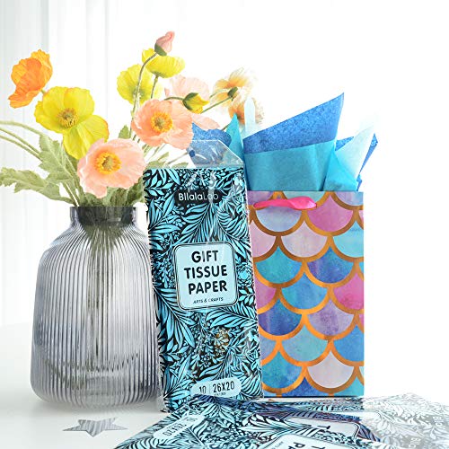Blue Tissue Gift Wrapping Paper 60 Sheets Set, 26” x 20, Baby Blue Sky Blue Ultramarine Premium Mix Recyclable Bulk, DIY Art Craft Decoration,Wedding, Baby Shower by BllalaLab