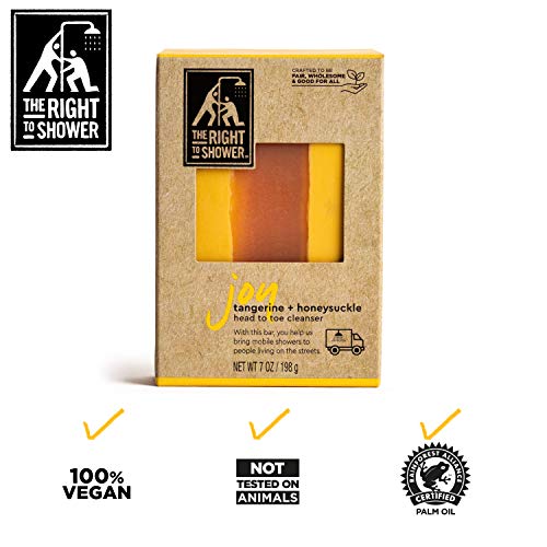 The Right to Shower Joy Shampoo Bar Bar Soap Tangerine and Honeysuckle Vegan oz, tangerine,honeysuckle, 7 Ounce