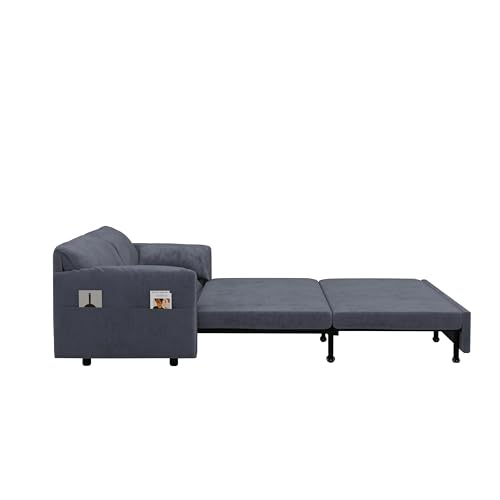 Eafurn 3 in 1 Sleeper Couch Sofa Bed,Convertible Pull Out Loveseat with Adjustable Backrest and Side Pocket,Comfy 2 Seater Love Seat Lounge Futon Sofa & Couches for Living Room Apartment Small Places