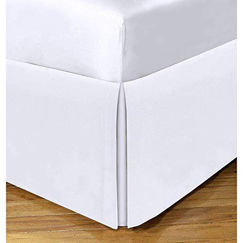 600TC Hotel Quality Tailored Bed Skirt with Split Corner 10 inch Drop Length- King, White Modern Luxury Bed Skirt 100% Egyptian Cotton - by RUMICAFeb