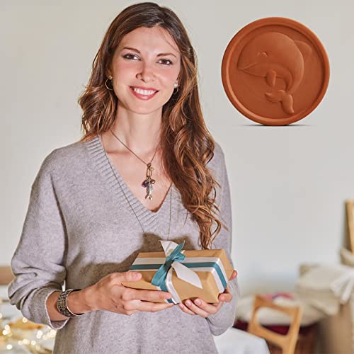 BARST Brown Sugar Saver and Softener Disc, Brown Sugar Keeper with Lovely Dolphin Design for Food Storage Containers, Reusable & Food Safe, Terracotta 6 Pack