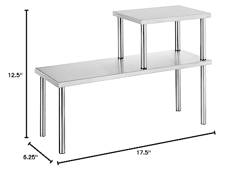 Cook N Home 2-Tier Stainless Steel Counter Storage Shelf Organizer, Rectangle