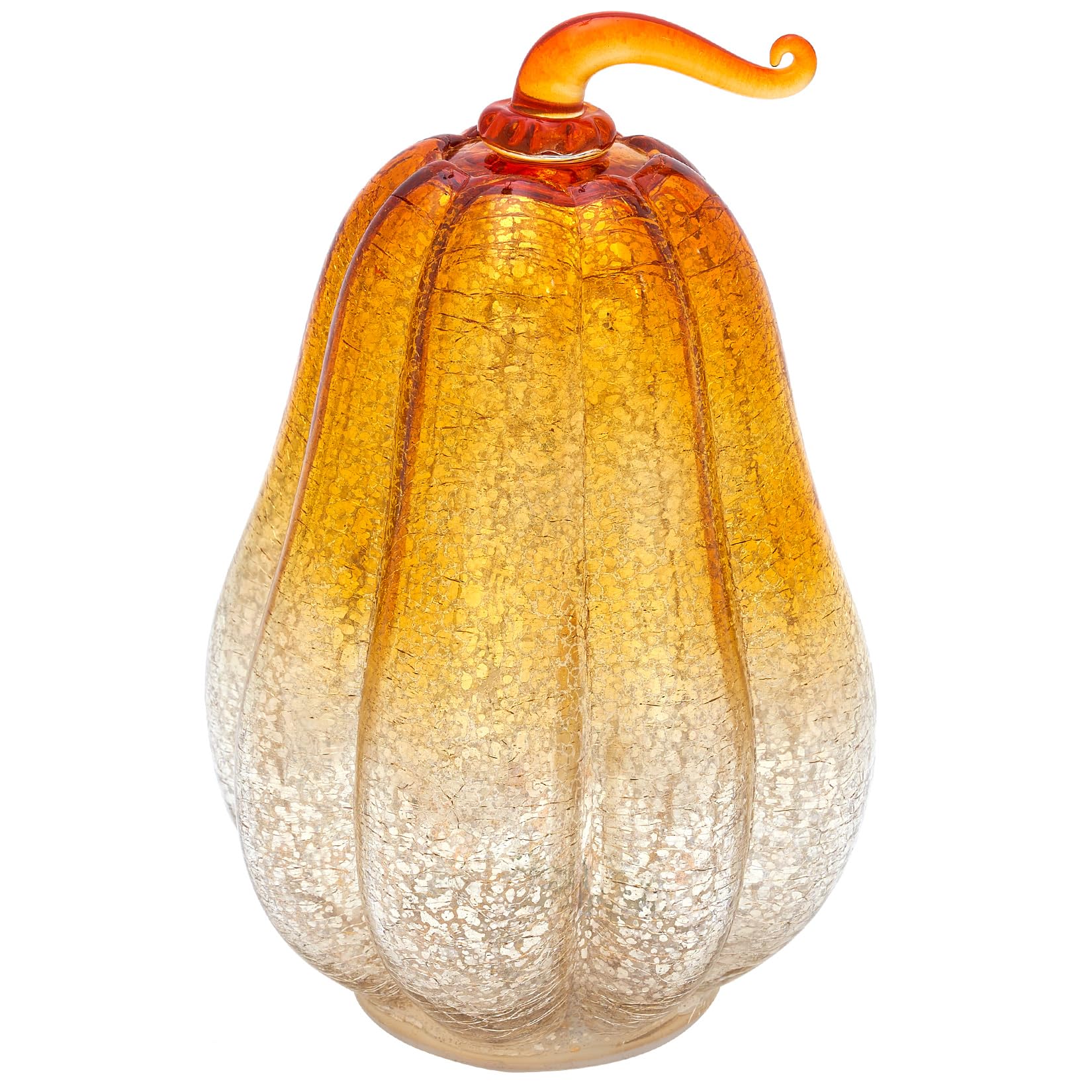 Lamris Pumpkin Decor Mercury Glass Pumpkin Lights Cracked 8 Inches Fall Table Centerpiece Farmhouse Autumn Home Thanksgiving Decorations