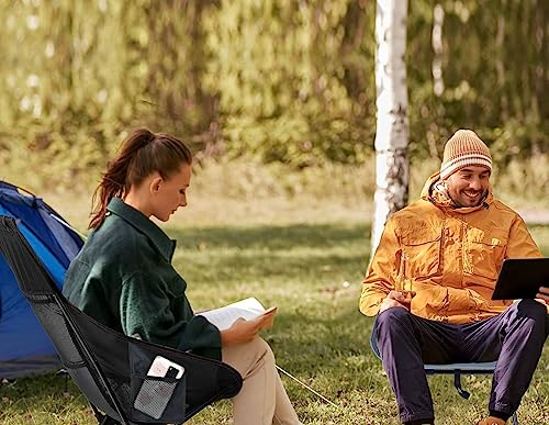 AnYoker Camping Chair, High-Back Compact Backpacking Chair, Portable Folding Chair, Beach Chair with Side Pocket and headrest, Lightweight Hiking Chair 0066 (Black)