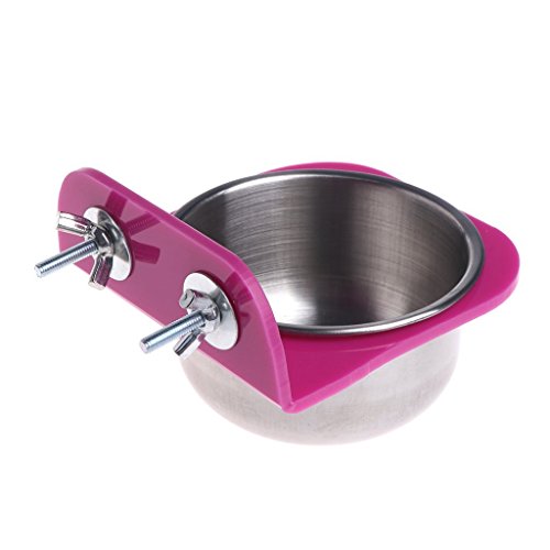 Hypeety Pet Birds Feeder Bowl Mirror Chew Toy Stainless Steel Cup Intelligence Toy for Small Parrots Macaw, African Greys, Cockatiels, Conure Cage Standing Swing Perch (Cage Cup L (3.31×2.05×1.97"))