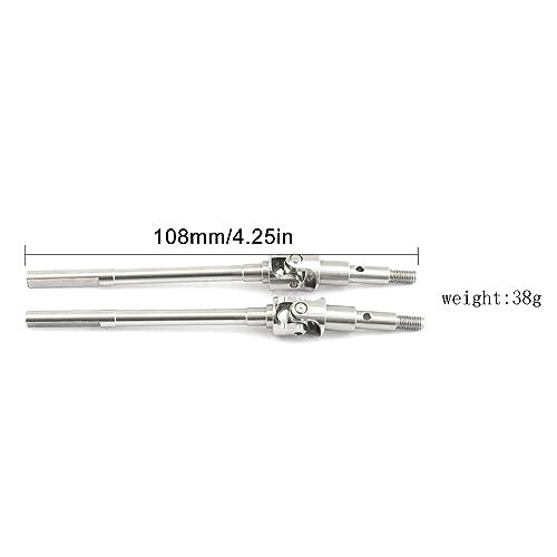 Alaaner 2PCS RC Car Front Axle Drive Shaft Set Stainless Steel RC Front CVD Drive Shaft Upgrades Parts for FMS 1/10 Remote Control Car Silver