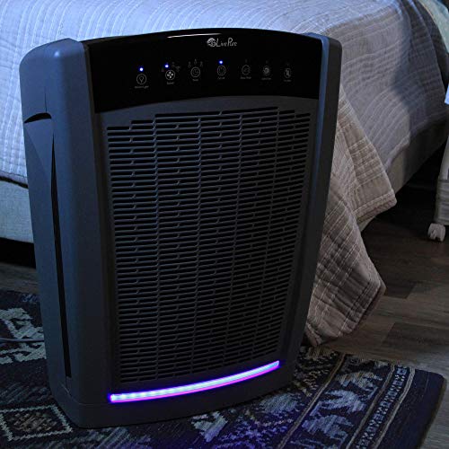 LivePure Bali Series Multi-Room Whole House Large Console Air Purifier, True HEPA Filter Captures Allergens, Smoke, Mold, Pollen, Dust Mites, Slate Black