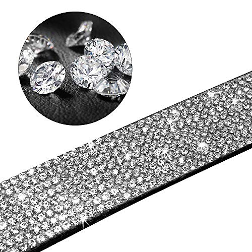 Haoyueer Rhinestone Dog Collar, Cute Dazzling Sparkling Soft Suede Leather Dog Cat Rhinestone Collar Crystal Diamond Pet Dog Puppy Collar(Pink,S)